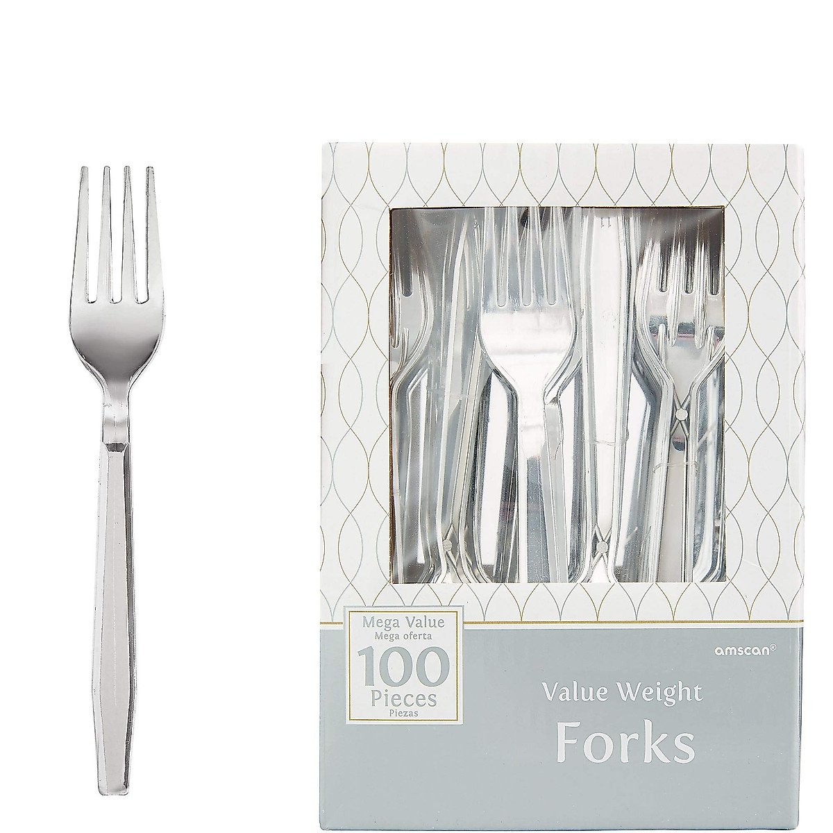 Amscan Silver High Count Boxed Forks - Pack Of 100