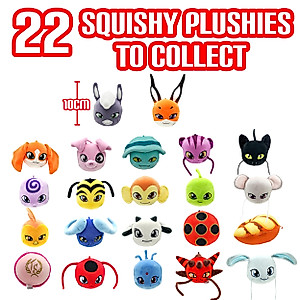 Miraculous Ladybug, 4-1 Surprise Miraball, 3 Pack, Toys for Kids with Collectible Character Metal Ball, Kwami Plush, Glittery Stickers and White Ribbon (Wyncor)