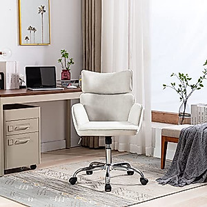 BFZ Ergonomic Office Chair, Home Office Desk Chairs with Adjustable Headrest, Mid Back Velvet Computer Chair, Height Adjustable Rolling Swivel Executive Task Chair, Tilt Function