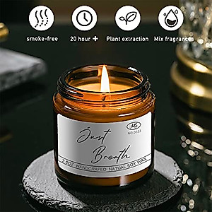 Just Breath Scented Candles, Natural Soy Candle for Home Scented, hand-poured Jar Candle, Gifts for Women/Men/Families/Friend/Colleague, as Birthday/Holiday/Relaxation Gifts (3.5oz)