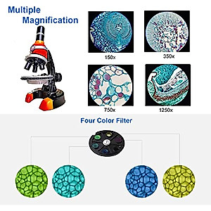 Microscope Kit for Kids 8-12,Ideal Science Experiment Toys for Boy Girl.Student Educational STEM Project,1250x Beginner Microscope,7X Magnifier Set to Child Activities.Gift Package for Age 8 9 10 11