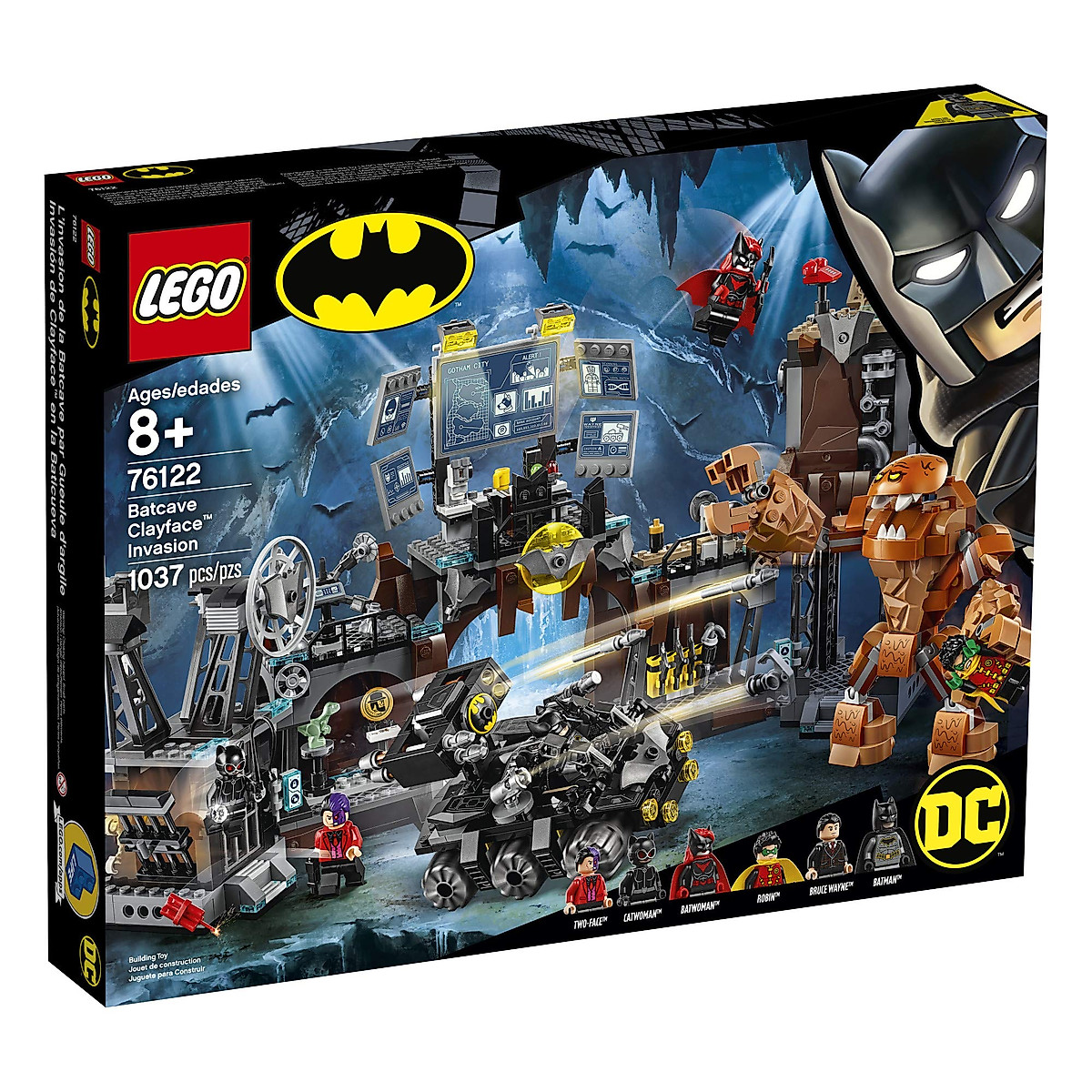 LEGO DC Batman Batcave Clayface Invasion 76122 Batman Toy Building Kit with Batman and Bruce Wayne Action Minifigures, Popular DC Superhero Toy (1037 Pieces)
