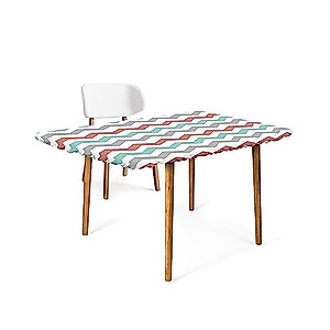 Artwork Store Rectangle Outdoor Tablecloth Waterproof Elastic Fitted Table Covers for 6 Foot Tables,Gray and White Chevron Zig Zag Wipeable Patio Table Covers for Picnic,Camping,Indoor,30x72 Inches