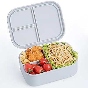 AirTaxiing Silicone Bento Box Lunch Box Microwave Freezer and Dishwasher Safe Food Container with Compartments BPA-Free Leak-Proof Drop-Proof Bento Box (Gray)
