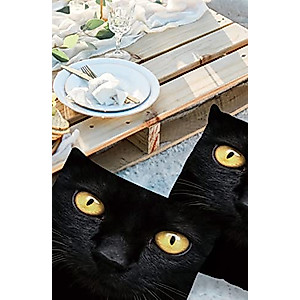 Pack of 2 Outdoor Waterproof Pillow Covers Black Cat Face Decorative Garden Cushion Case Yellow Eyes Throw Pillow Covers for Patio Furniture Couch Sofa, 16x16inch