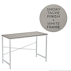 ClosetMaid Writing Desk or Console Table for Office, Entryway or Living Room, Industrial Modern Design, Wood with White Metal Frame, Smoky Taupe