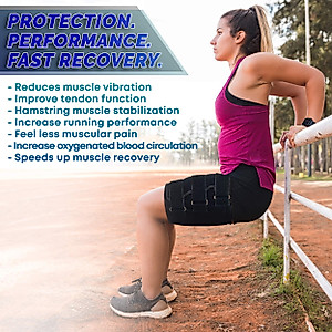 Hamstring Compression Sleeve Recovery Support – Non-Slip Groin Wrap for Adductor Tendonitis, Strain, Stiffness, Inflammation - Thigh Compression Sleeve Men Women – Thigh Braces for Thigh Pain
