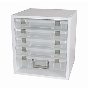 ArtBin 6855SC Super Satchel Cube - 15.5 x 16.75 x 15.625 in. Arts and Crafts Supply Storage with Pre-Drilled Holes, 6 Rail Set, Customizable, White