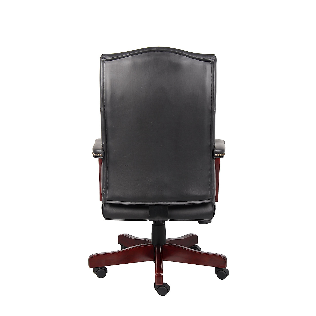 Boss Office Products Classic Executive Caressoft Chair with Mahogany Finish in Black