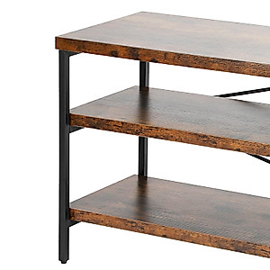 VOWNER TV Stand with Power Outlets up to 70 Inches, 63'' Entertainment Center for Living Room, TV Console Table with Open Storage Shelves, Rustic Brown