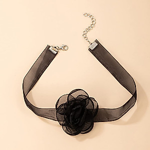 Jumwrit Sexy Black Lace Rose Choker Necklaces Bridal Necklaces Minimalist Necklaces Costume Accessories for Women Teens and Girls