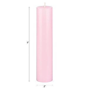 SRG 1 pc Unscented Pink Round Pillar Candle, Hand Poured Premium Wax Candles 2 Inch x 9 Inch, Home Décor, Wedding Receptions, Baby Showers, Birthdays, Celebrations, Party Favors & More