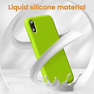 OuXul iPhone XR Case, Full Covered Shockproof Phone Case Flexible Liquid Silicone Gel Rubber Cover, Slim Fit Protective 6.1 inch with Soft Anti-Scratch Microfiber Lining(Fluorescent Yellow)