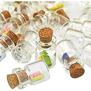 Healthcom 100 Pcs 0.5ML Cork Bottles Vials Clear Glass Bottles Mini Tiny Jars Bottles With Corks Miniature Glass Bottle With Cork Gift DIY Decoration Empty Sample Jars for Arts Crafts Party Favor,100 Botlles+100 Screws