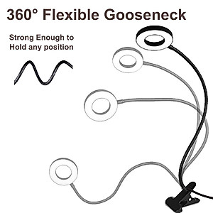 Bekada Clip on Desk/Ring Light with Clamp for Video Conference Lighting, Computer Webcam, USB LED Laptop Light for Zoom Meetings Reading with 3 Color 10 Dimming Level