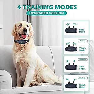 Dog Shock Collar, Electric Dog Training Collar with Remote 2680FT, IPX7 Waterproof Bark Vibrating Dog Collar with 4 Training Modes, Rechargeable E-Collar for All Breeds, Sizes