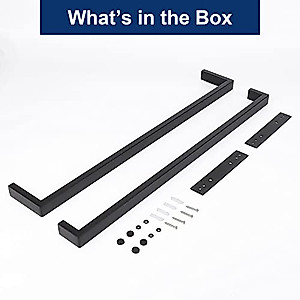 NearMoon Bathroom Towel Bar, Towel Rod Holder, Square Shelf Rack Hanging Towel for Bath, Thicken SUS304 Stainless Steel Towel Rack Wall Mounted-2-Tier Bathroom Accessories (24 Inch, Matte Black)