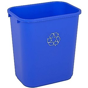 Continental Commercial 2818-1 Rectangle Recycling Waste Basket, 28-1/8 Qt, 14-1/2 x 10-1/2 x 15 in, Blue