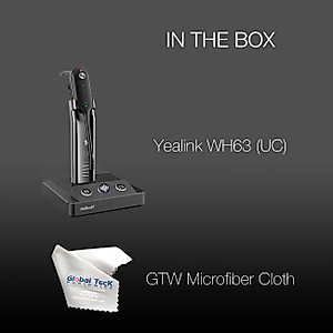 Global Teck Worldwide Yealink WH63 Mono Convertible UC Headset Bundle, Connects to Desk Phone, PC,Mac, Softphones - Works with Teams, Zoom, RingCentral, 8x8, Vonage, GTW Microfiber Included