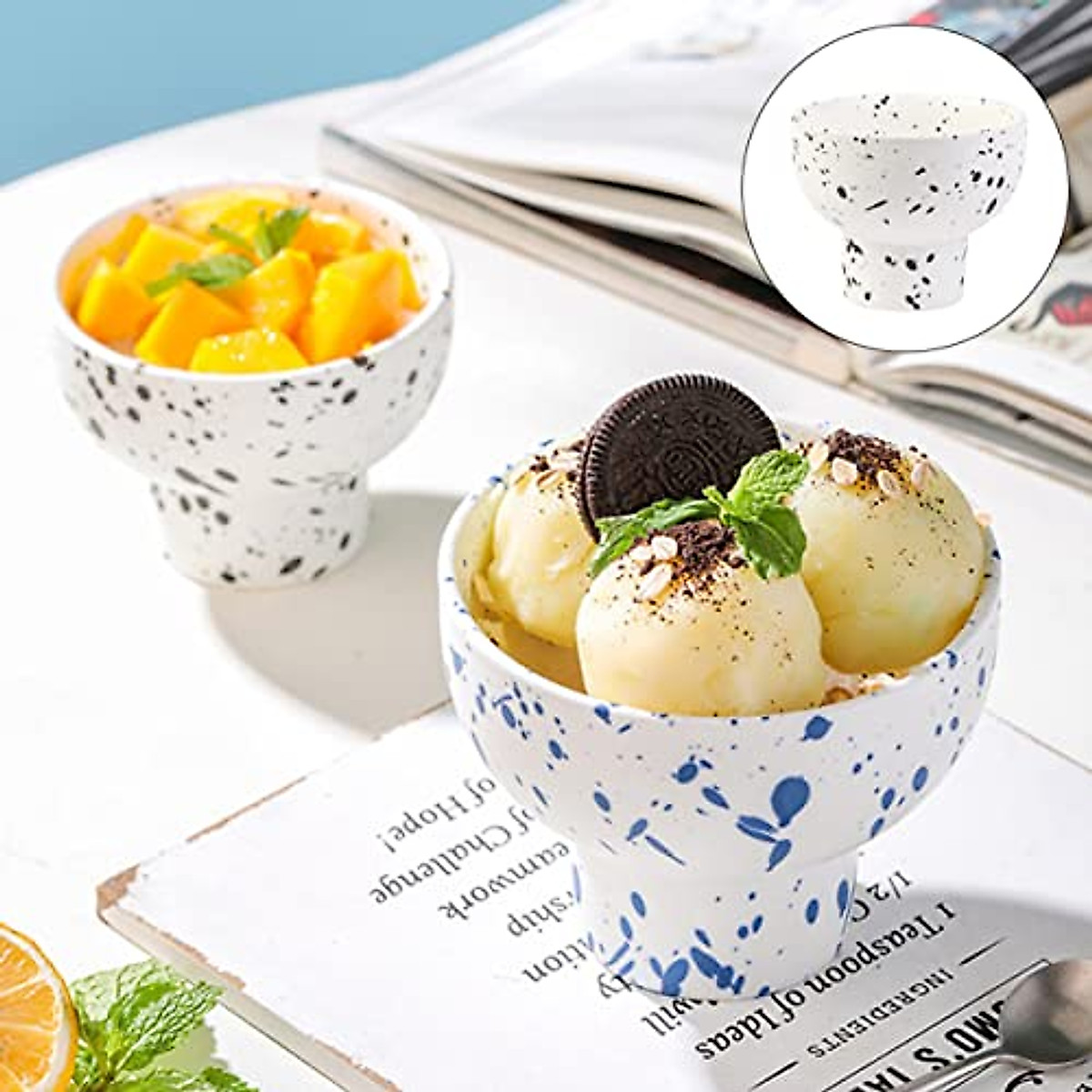 PAREKS 1pc Snack Tasters Dessert Cereal Trifle Bowls White Parfaits Yogurt Party Mixing Cups Multipurpose Milk Dishes Kitchen Soda Glass Drinking Juice Ceramic Footed Sauce