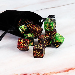 24 Pieces MTG Dice Counter Magic The Gathering Counters +1/+1 Dice Set Loyalty Life Tokens Gifts for Cards Gaming Accessories (Ruby, Emerald)