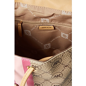 Anne Klein Ring Logo Backpack w/Varsity Stripe Pink One Size