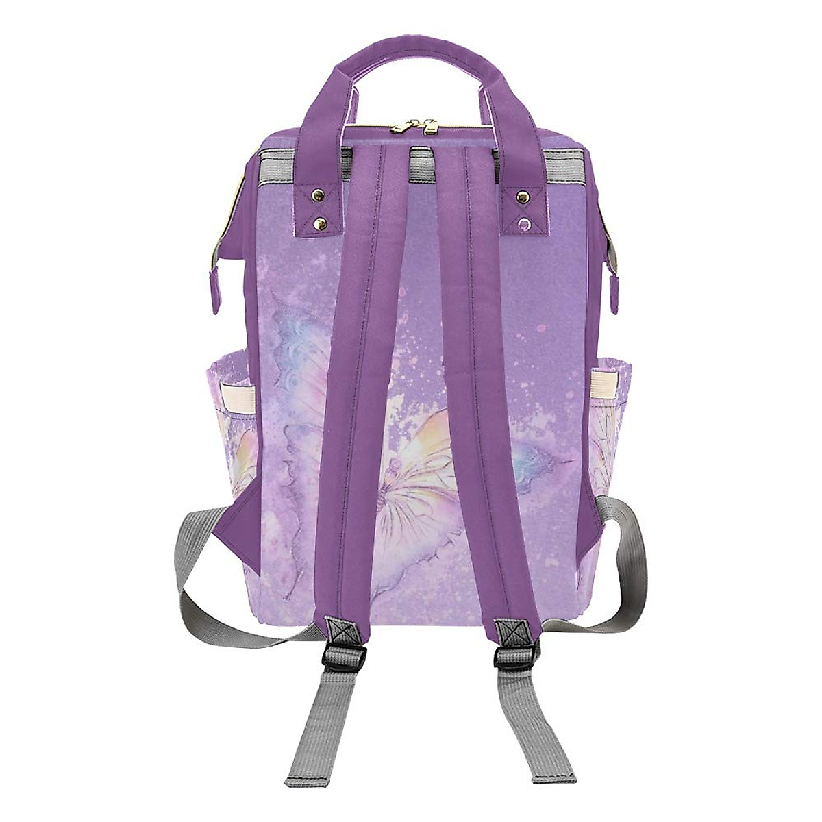 Personalized Watercolor Butterfly Purple Diaper Bag Backpack Name Custom Mommy Baby Bags Travel Daypack for Mom Gifts