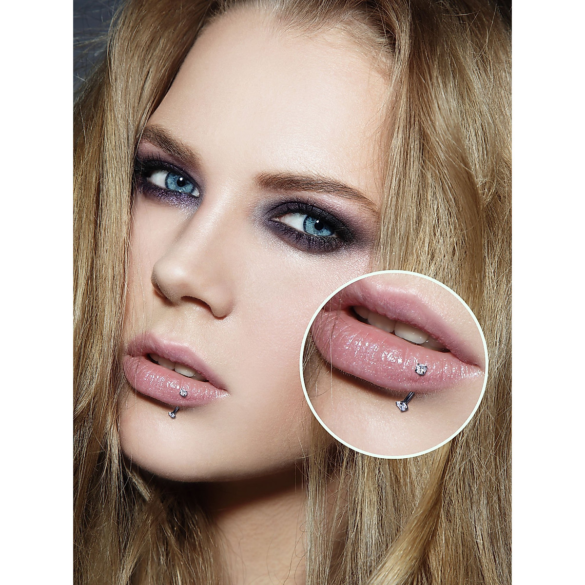 Mudder 12 Pieces 16 Gauge Stainless Steel Belly Lip Ring Eyebrow Studs Cartilage Tragus Cubic Zirconia Barbell Body Piercing, 2 Styles