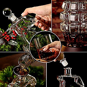 Grenade Whiskey Decanter with 2 Whiskey Glasses Set (New-tech Super Lightweight) and Wood Base-for Liquor, Scotch, Bourbon, Vodka, Wine, Brandy, Limited Edition Gifts for Men-1000ml