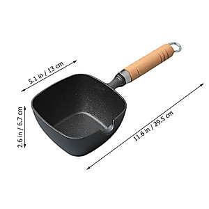 Yardwe Cast Iron Pot, Butter Iron Oil Heating Pot with Wooden Handle Cookware Melting Pot (5inch)