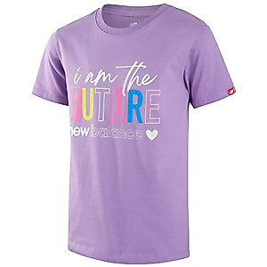 New Balance Girls' Athletic T-Shirt - 3 Pack Active Performance Sports Tee Bundle (7-16), Size 7-8, PurpleWhiteGrey