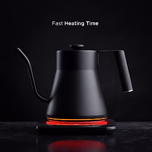 SAKI Baristan Electric Gooseneck Kettle with Precise Temperature Control, Pour Over Coffee Kettle & Tea Kettle, Stainless Steel, 1200W Quick Heating, 1 Liter, Matte Black