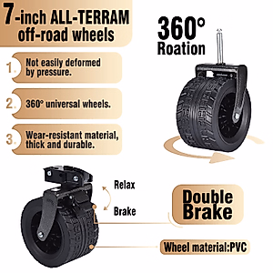 Sainlogic 300L Collapsible Folding Wagon with 450Lbs Large Capacity, Wagons Carts Heavy Duty Foldable with Big All-Terrain Beach Wheels & Drink Holders (Off-white)