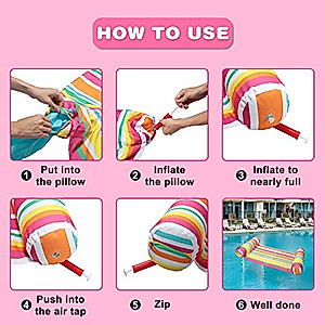 2 Pack Inflatable Pool Float Hammock, Multi Purpose Swimming Pool Hammock, Water Hammock Lounges, Pool Accessories (Saddle, Lounge Chair, Hammock, Drifter) for Pool, Beach, Outdoor