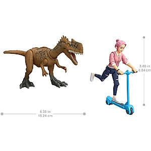 Mattel Jurassic World Toys Camp Cretaceous Brooklynn & Monolophosaurus Human & Dino Pack with 2 Action Figures & Scooter, Toy Gift and Collectible
