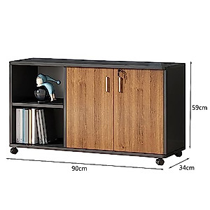 File cabinets for Home Office,Wood File Cabinet with Lock Wheels,Printer Stand with Open Storage,High Capacity File Organizer Multifunctional Mobile Filing Cabinet with Open Storage Shelf Black