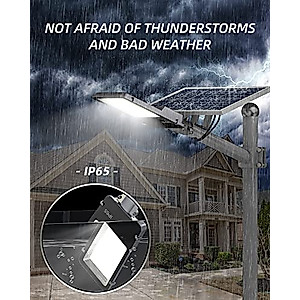 A-ZONE 1500W Solar Street Lights Waterproof, 7000K High Brightness Outdoor Dusk to Dawn, Wide Angle Lamp with Remote Control, for Parking Lot, Yard, Stadium, Plaza