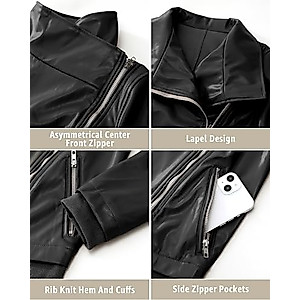 luvamia Zip Up Jacket Women's Leather Jacket Black Leathwr Jacket Women Black Pleather Jacket Women Black Jacket Women Black Jacket Women Zip Up Black Faux Leather Jacket Women Black large Size 12 14