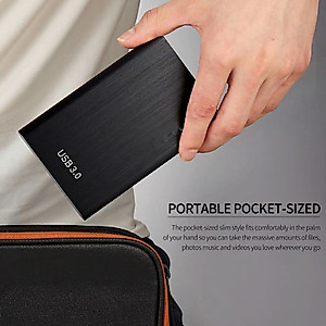 Portable External Hard Drive 500GB 1TB 2TB 4TB 2.5 inch UASP External Mobile Data Storage Hard Disk USB 3.0 Ultra Slim Aluminum HDD Backup for PC/Desktop/Laptop/TV/Mac/MacBook/Windows,Black,1TB