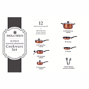 Paula Deen PD12PASSBK 12 Piece Cookware Set Black