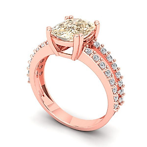 Clara Pucci 3.50 ct Cushion Cut Solitaire Genuine Natural Brown Morganite Engagement Promise Anniversary Bridal Ring 18K Rose Gold 6