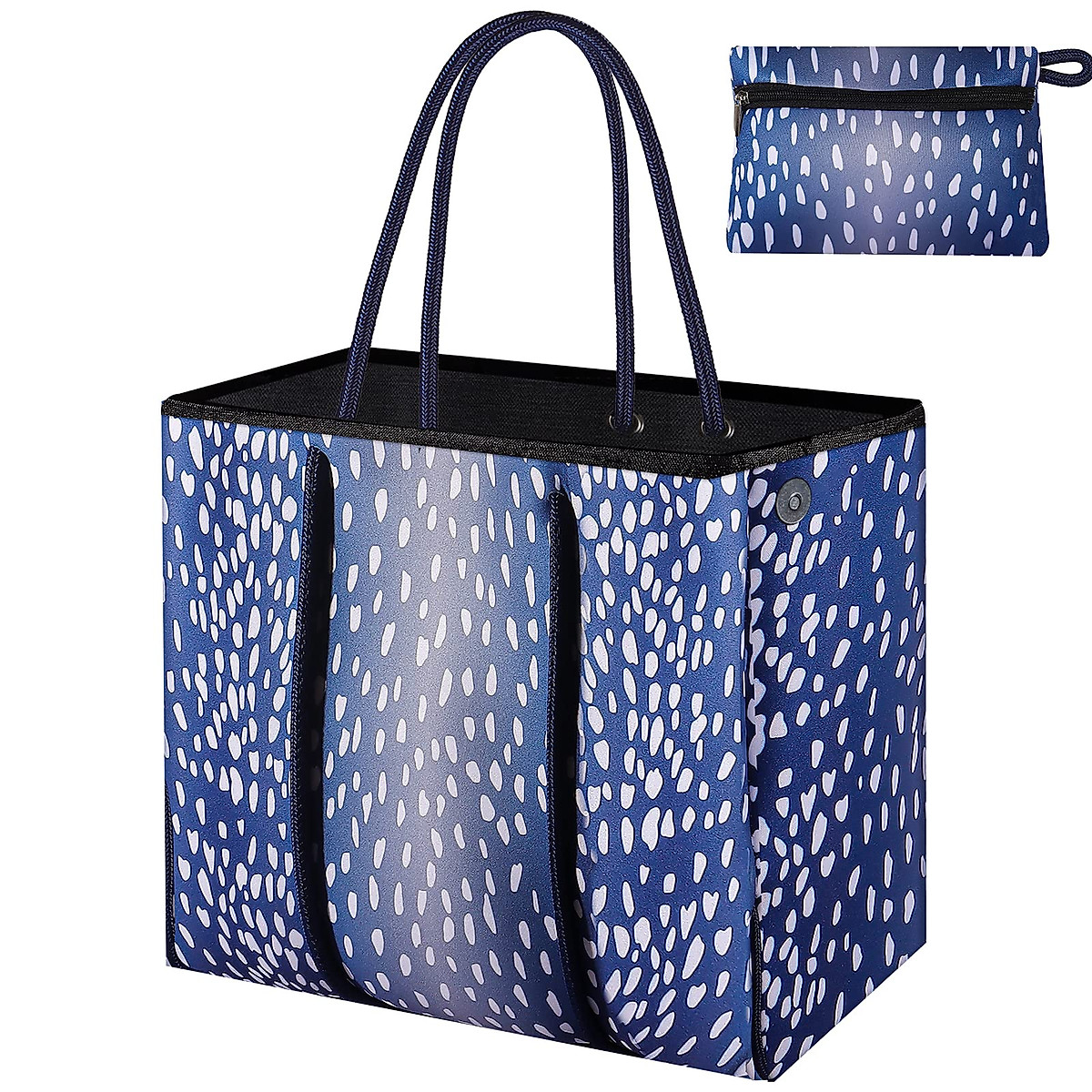 DSYD Neoprene Tote Bag Waterproof，Beach Bags Waterproof Sandproof with Zippers，Rubber Beach Bag acve Wallet，15 x 12 x 9 inch, #6 (198911)