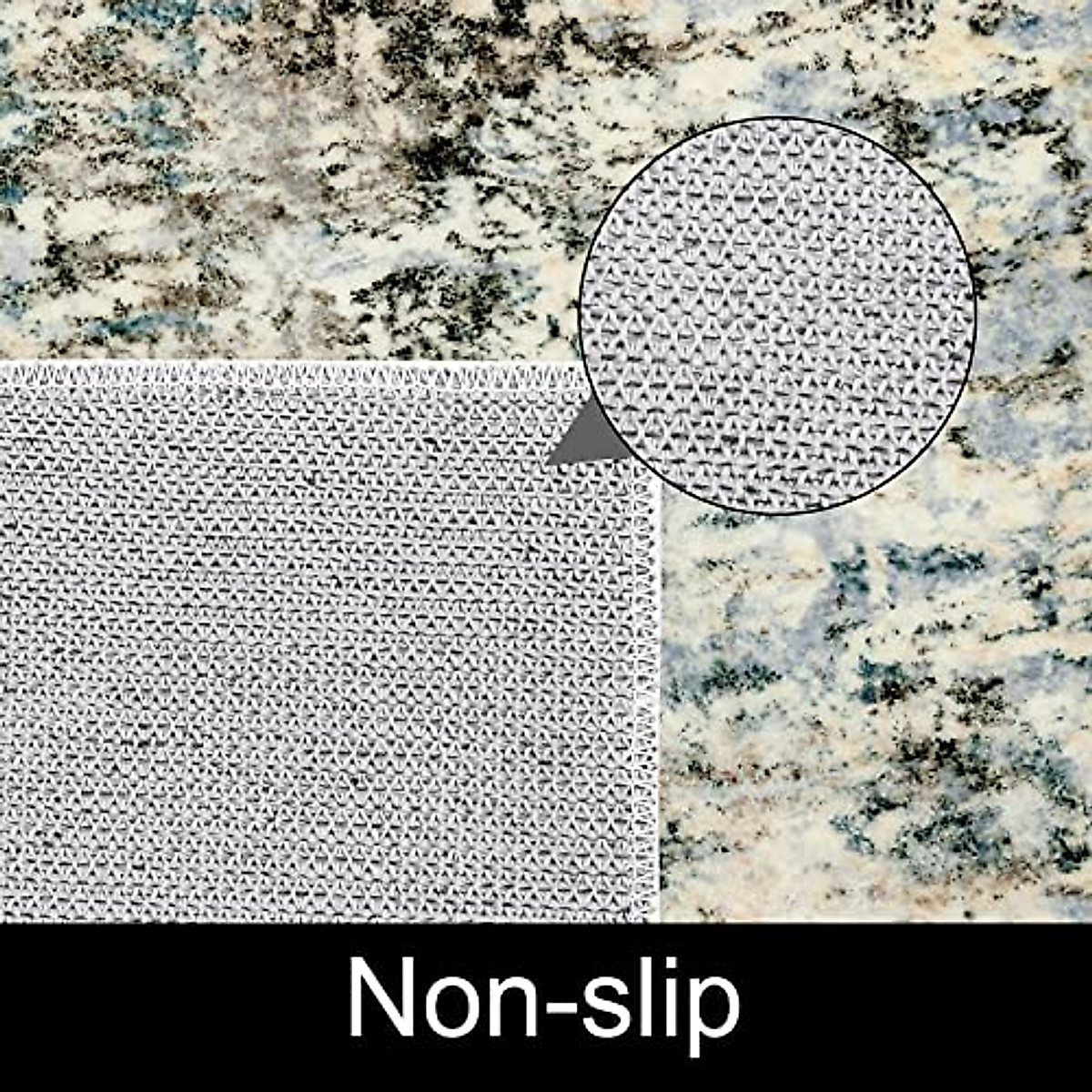U'Artlines Madison Collection FAR120A Boho Chic Farshe Trellis Non-Shedding Living Room Entryway Foyer Hallway Bedroom Area Rug, 4' x 6' , Aqua Gris Non Slip Washable Area Rug