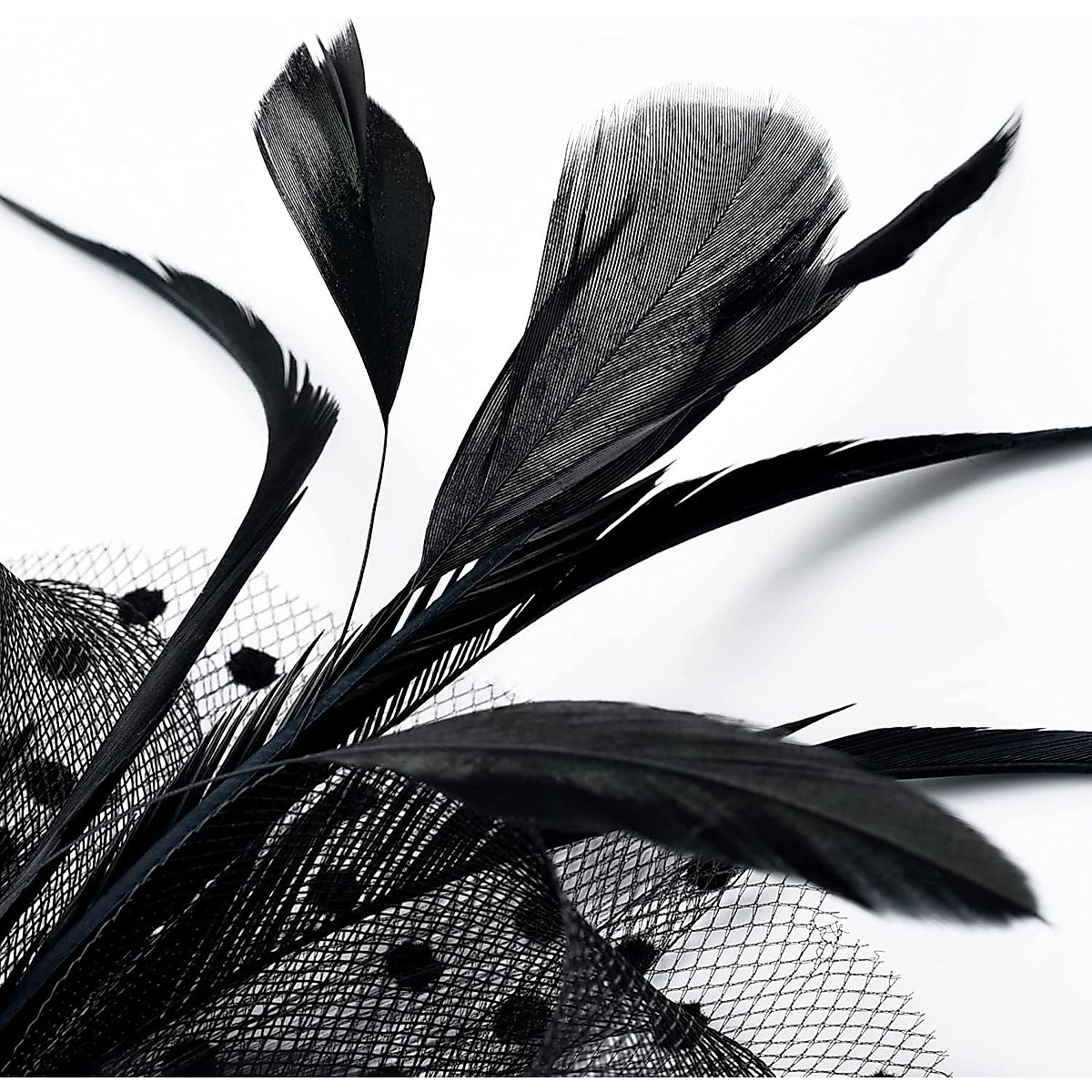 SHUERIET Fascinators Hat Flower MeshVeil Ribbons Feathers on a Headband and a Clip Tea Party Headwear for Girls and Women (a1-Black)