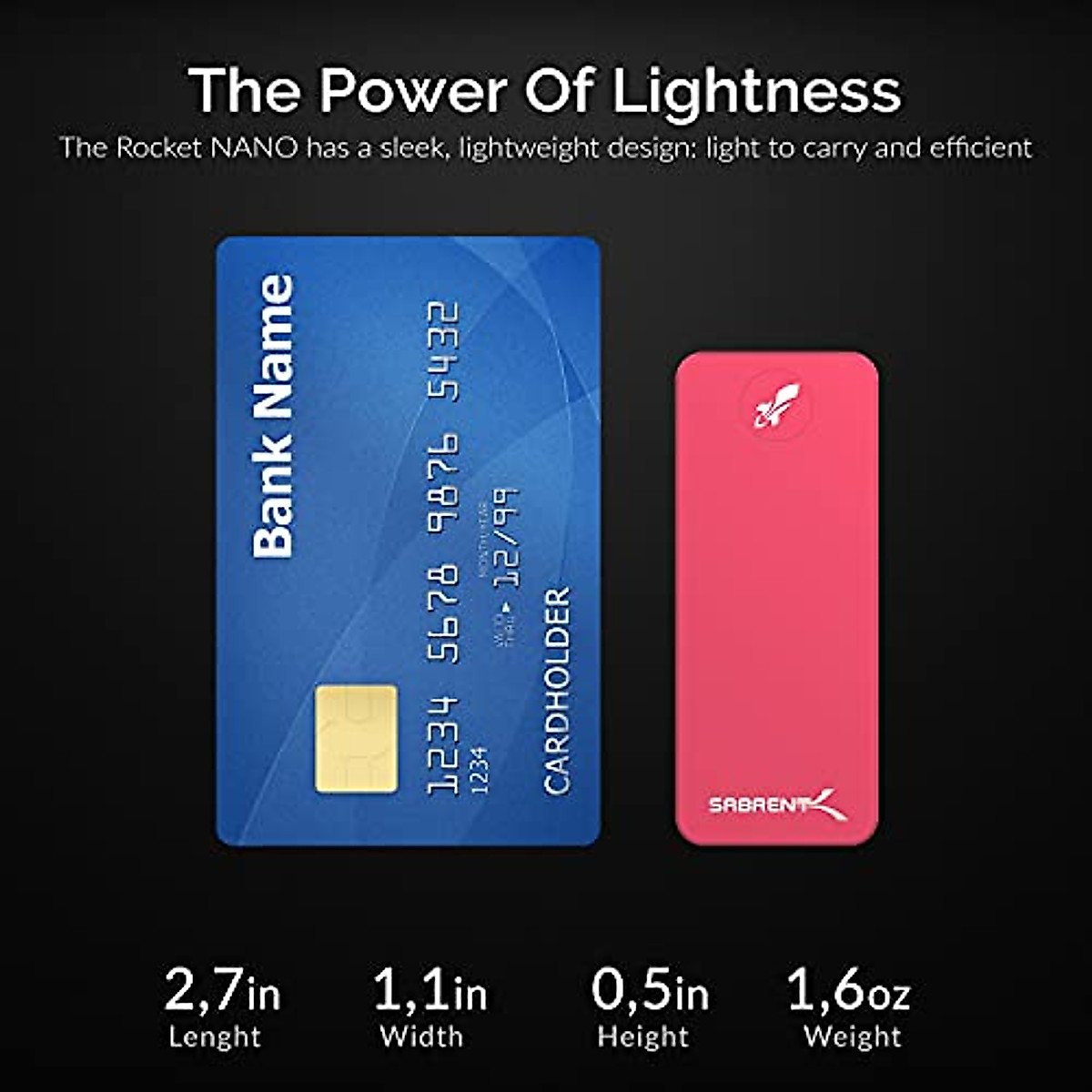 SABRENT 1TB Rocket Nano External Aluminum SSD Up to 1000MB/s (Red) (SB-1TB-NANO-RED)