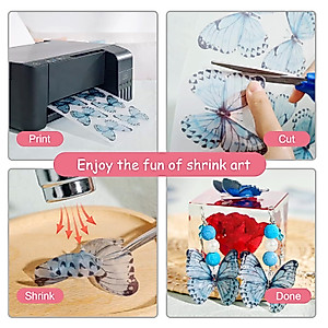 Auihiay 25 Sheets White Printable Shrink Plastic Sheets, Shrink Films Papers for Inkjet Printer Kids DIY Crafts and Mothers Day Gifts Christmas Ornament, 8.3 x 11.6 inch / 21 x 29.5 cm