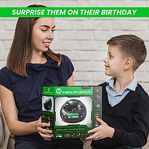 Inflatable Gaming Chair for Kids & Teens with Cup Holders and Side Pocket - This Air Gaming Bean Bag Chairs for Kids is The Perfect Furniture for Gamer Room Decor - Perfect Gaming Stuff for Boys 4-12