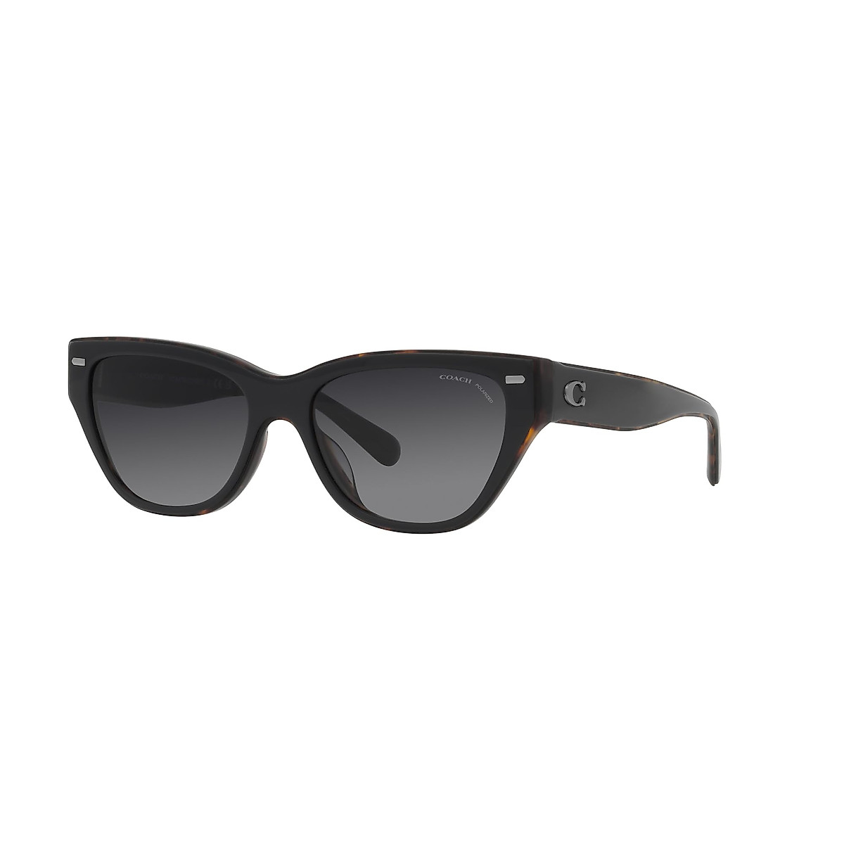 Coach HC8370U Universal Fit Sunglasses, Black/Dark Tortoise/Grey Gradient Polarized, 54 mm