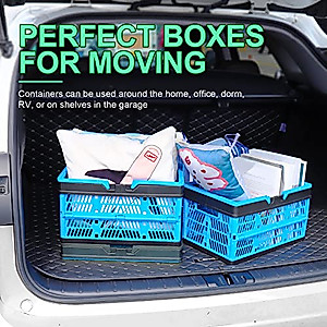 3 Packs 20Liter Collapsible Storage Crates With Handle Collapsible Plastic Shopping Basket,Stackable Multi-function Shelf Baskets Container, Hold up to 20 Lbs