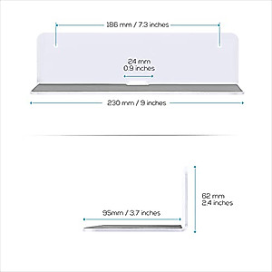 BRAINWAVZ 2-Pack 9” Floating Shelf Bluetooth Speaker Stand, Adhesive & Screw Wall Mount, Anti Slip, for Cameras, Baby Monitors, Webcam, Router, Wide Universal Holder Shelves (SHELF23 White)